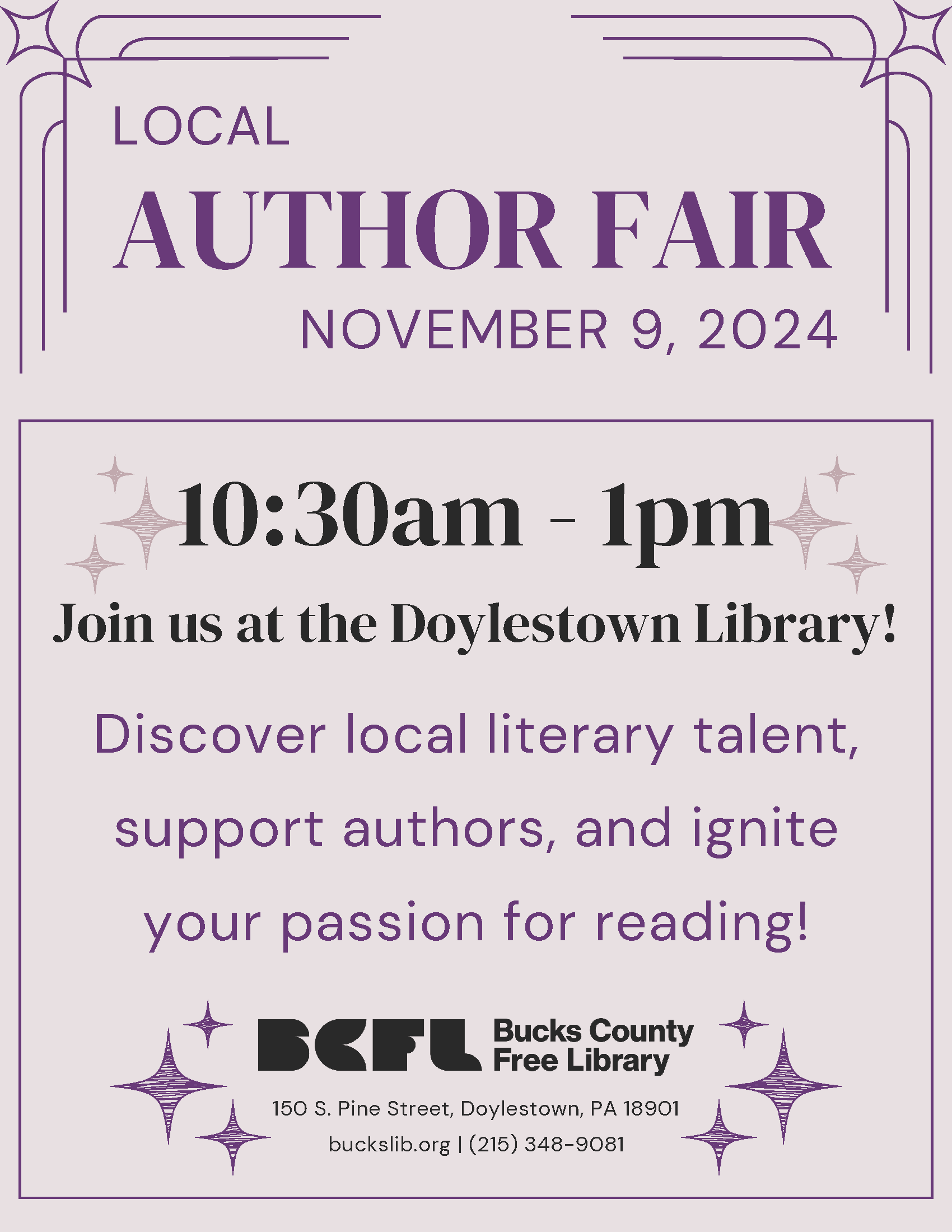 Discover Local Talent at the Author Fair: Join Us at the Doylestown Branch on November 9th ...